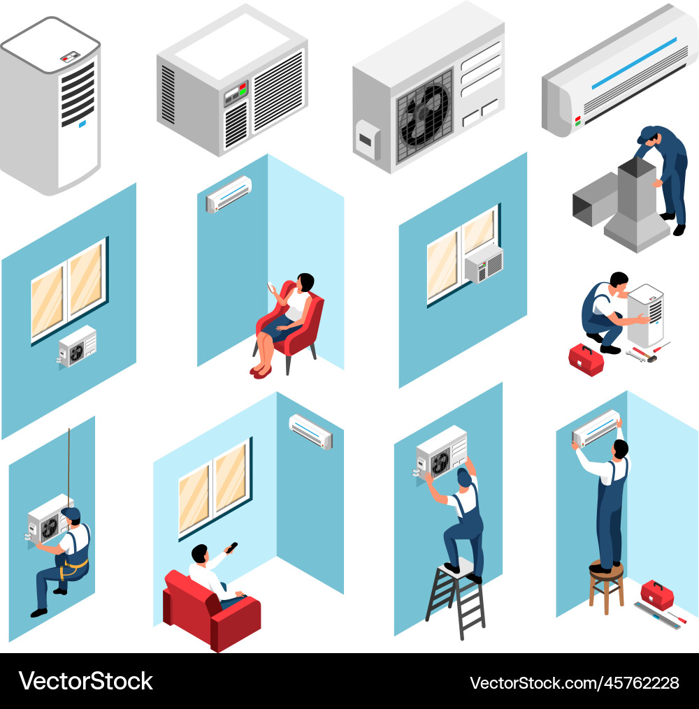 Air conditioning set Royalty Free Vector Image