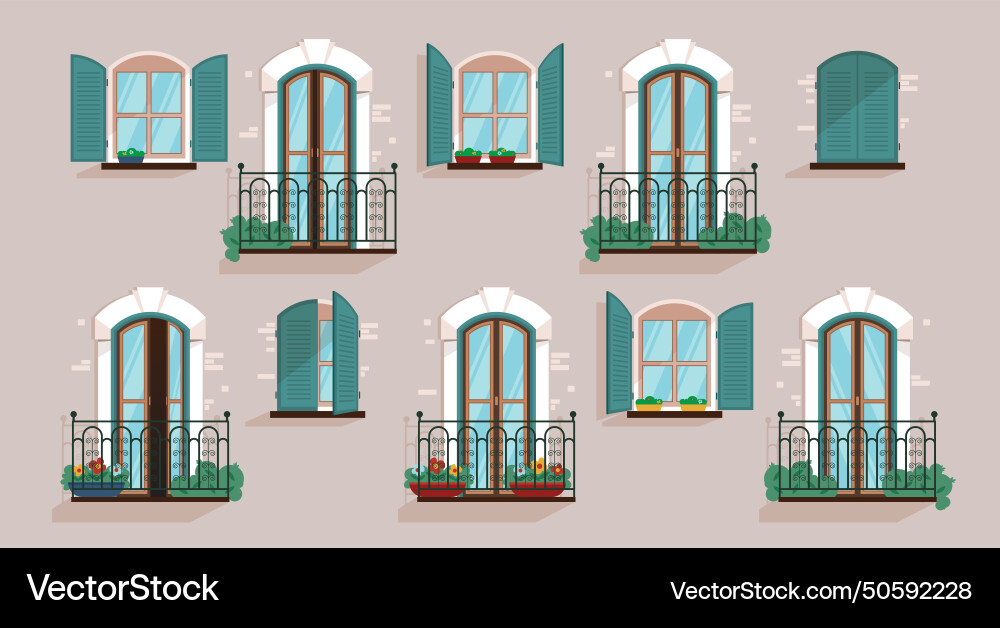 Balcony windows house Royalty Free Vector Image