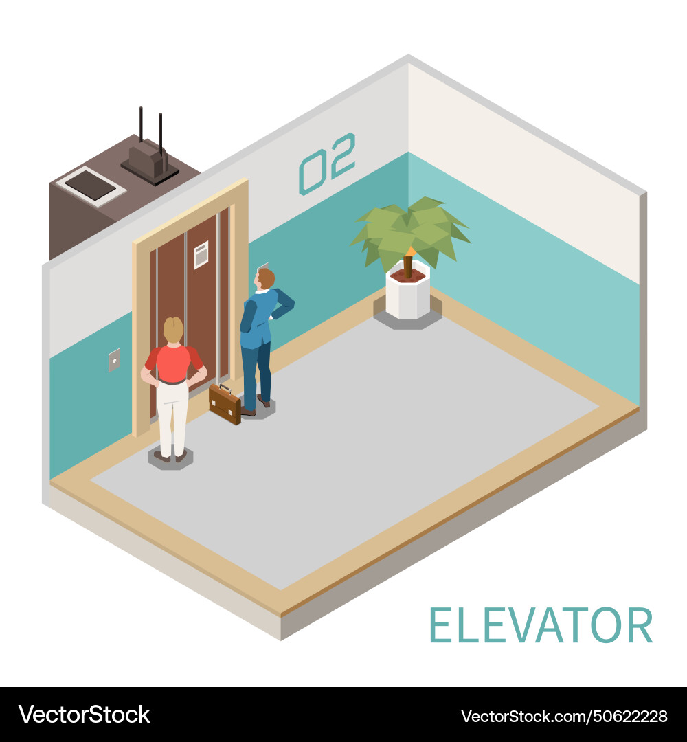 Elevator isometric composition Royalty Free Vector Image
