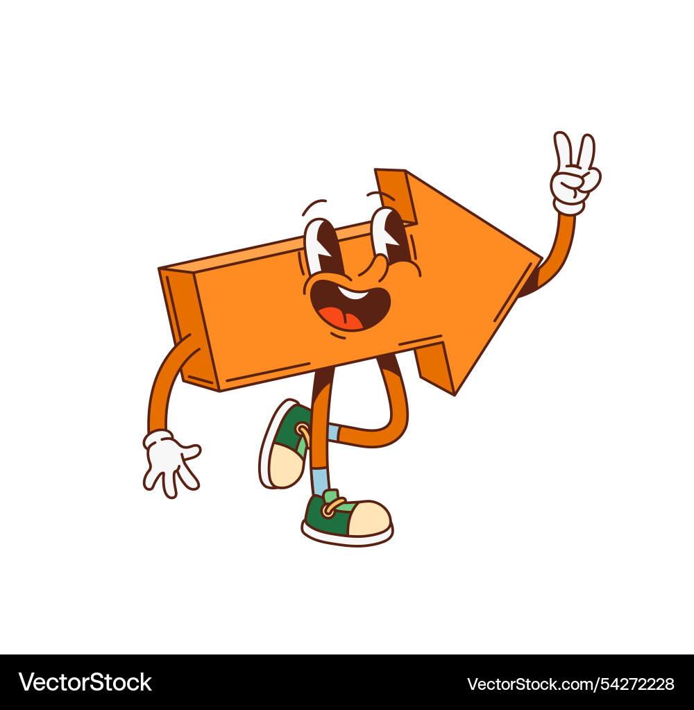 Groovy math arrow geometric figure character Vector Image