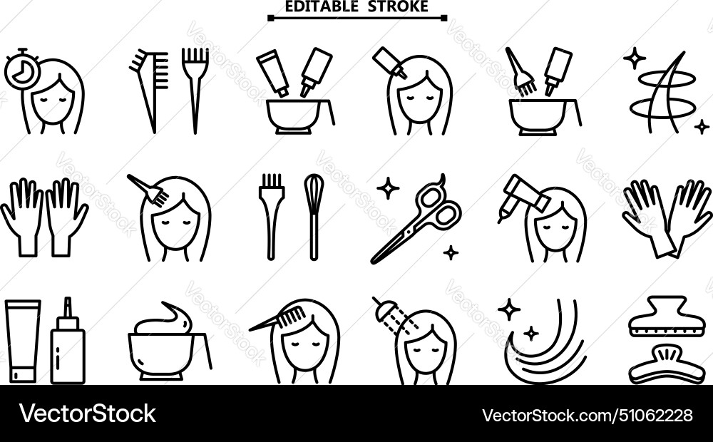 Hair coloring icon editable stroke permanent Vector Image