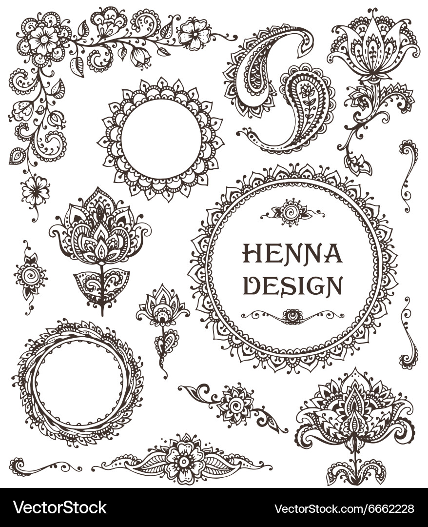 Henna floral elements based on traditional asian Vector Image
