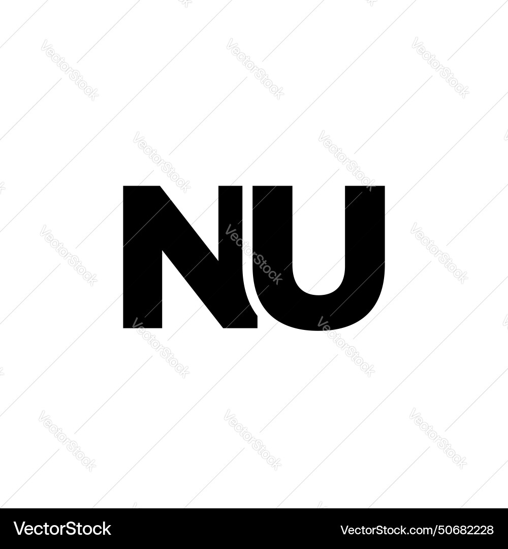 Letter n and u nu logo design template minimal Vector Image