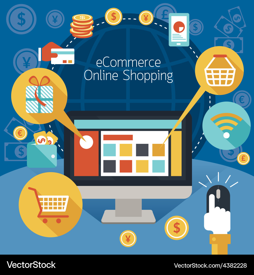 Online Shopping & E-Commerce Concepts Vector Image
