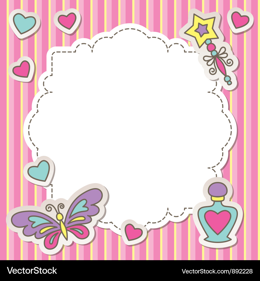 Pink Scrapbooking Frame with Butterflies Vector Image