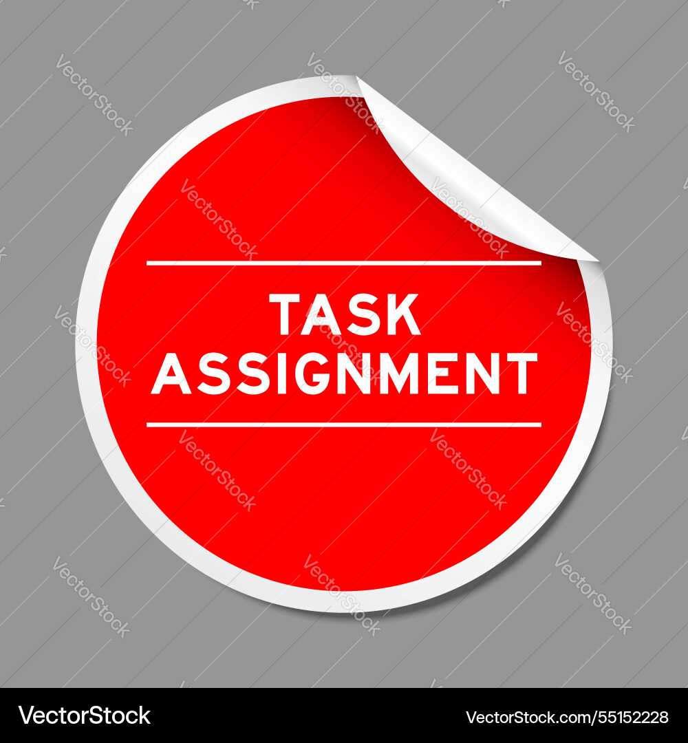 Red color peel sticker label with word task Vector Image
