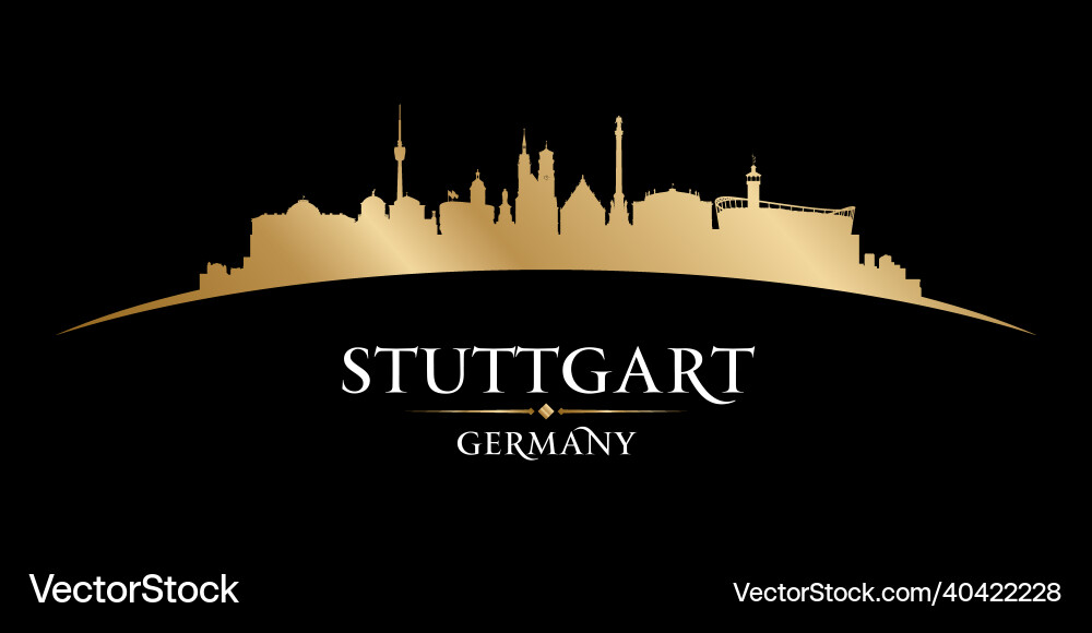 Stuttgart Germany city silhouette schwarz hintergrund