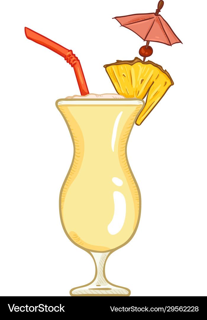 Tropical Pina Colada Cocktail Royalty Free Vector Image