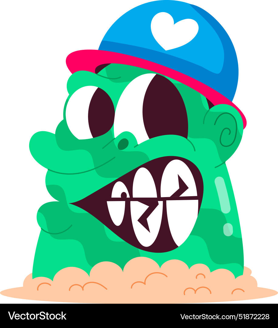 Webgraffiti sticker of funny smirk face character Vector Image