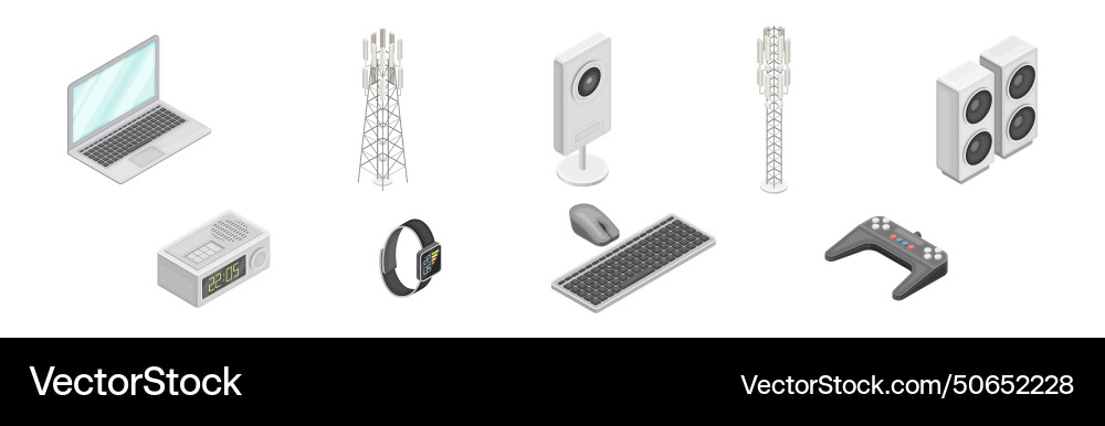 Wireless communication equipment and device Vector Image