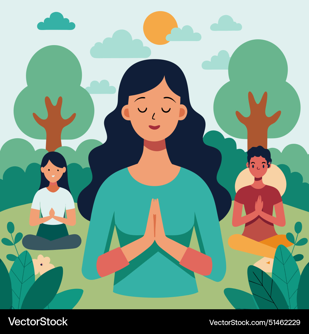 A woman with her eyes closed and hands Royalty Free Vector