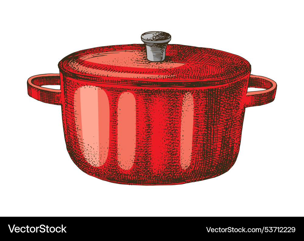 Hand drawn pot with lid Royalty Free Vector Image