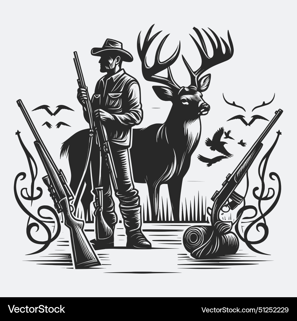 Hunting life svg silhouette file Royalty Free Vector Image