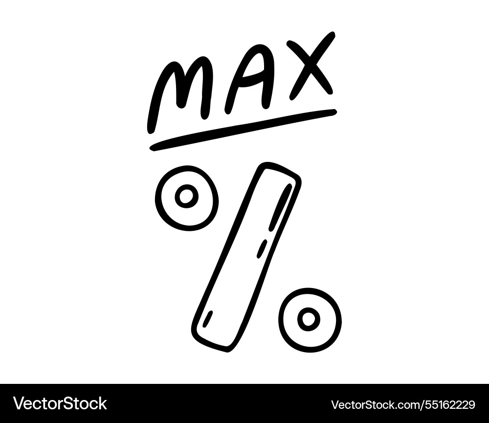 Maximum value percent doodle hand drawn icon Vector Image