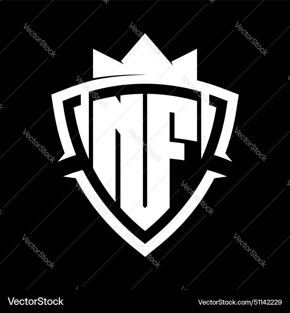Nf letter monogram with triangle curve shield Vector Image
