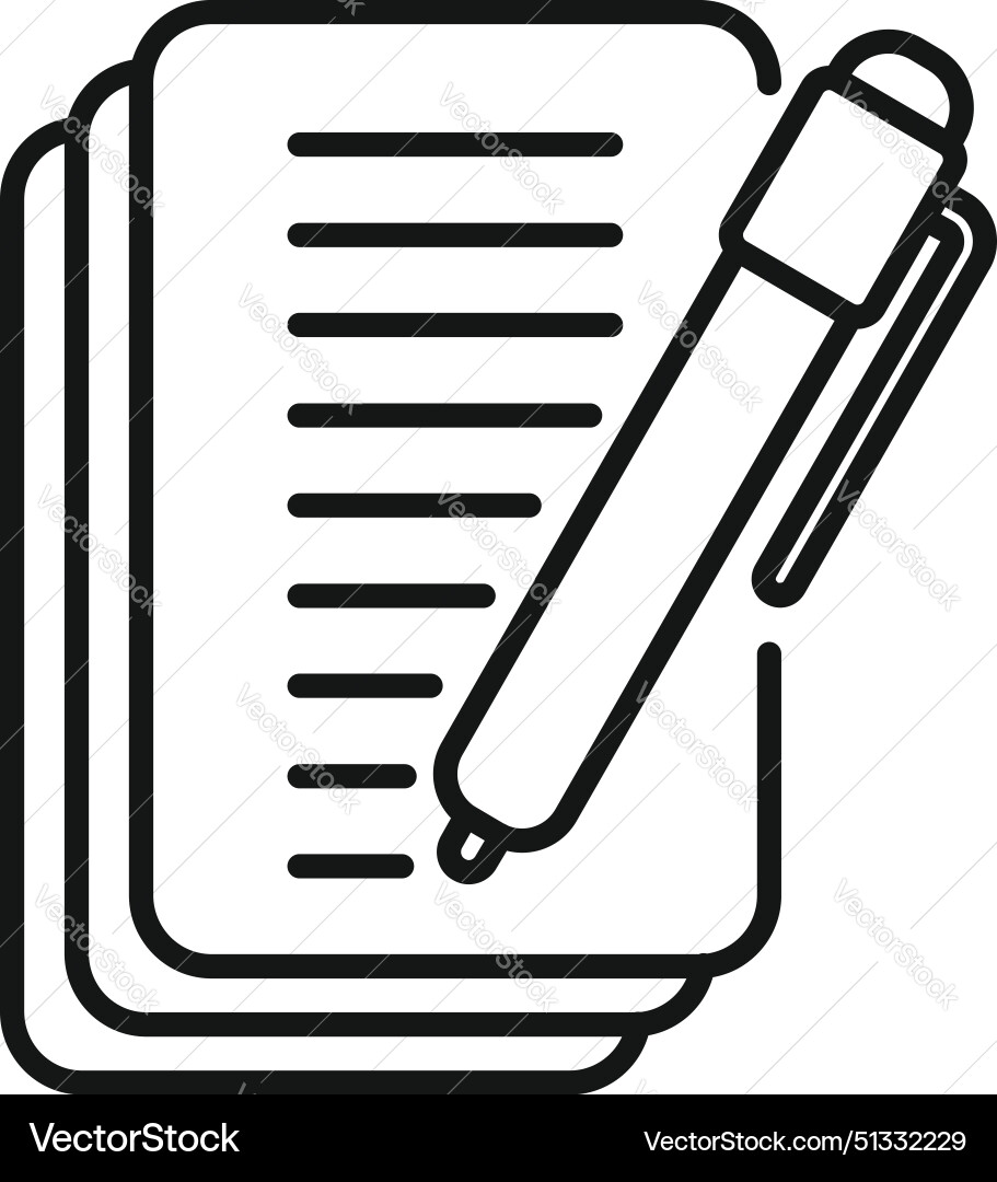 Outline icon of notepad and pencil Royalty Free Vector Image