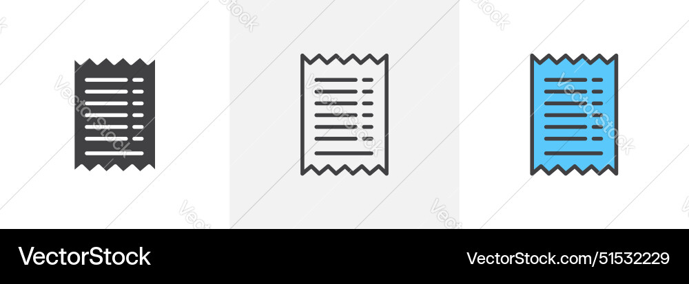 Receipt icon set tax payment symbol order Vector Image