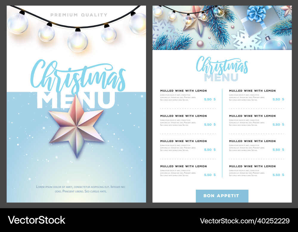 Restaurant christmas holiday menu design Vector Image