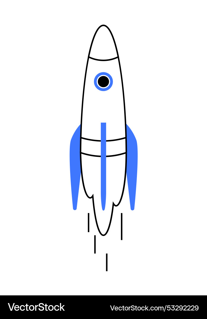 Simple rocket launching with blue fins and clean Vector Image