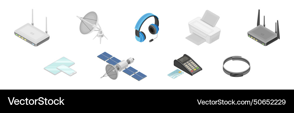 Wireless communication equipment and device Vector Image