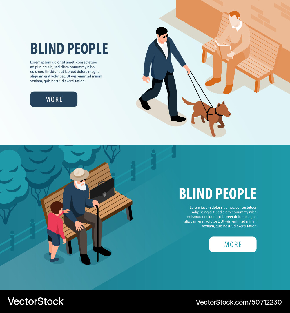 Blind people isometric banners Royalty Free Vector Image
