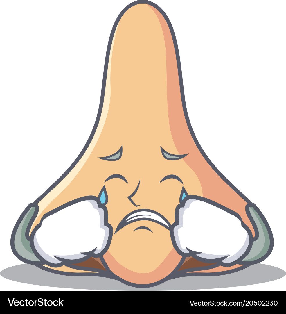 Crying nose mascot cartoon style Royalty Free Vector Image