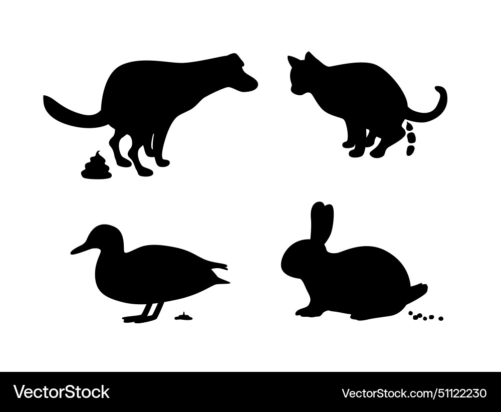 Dog cat duck rabbit is pooping animal pooping Vector Image