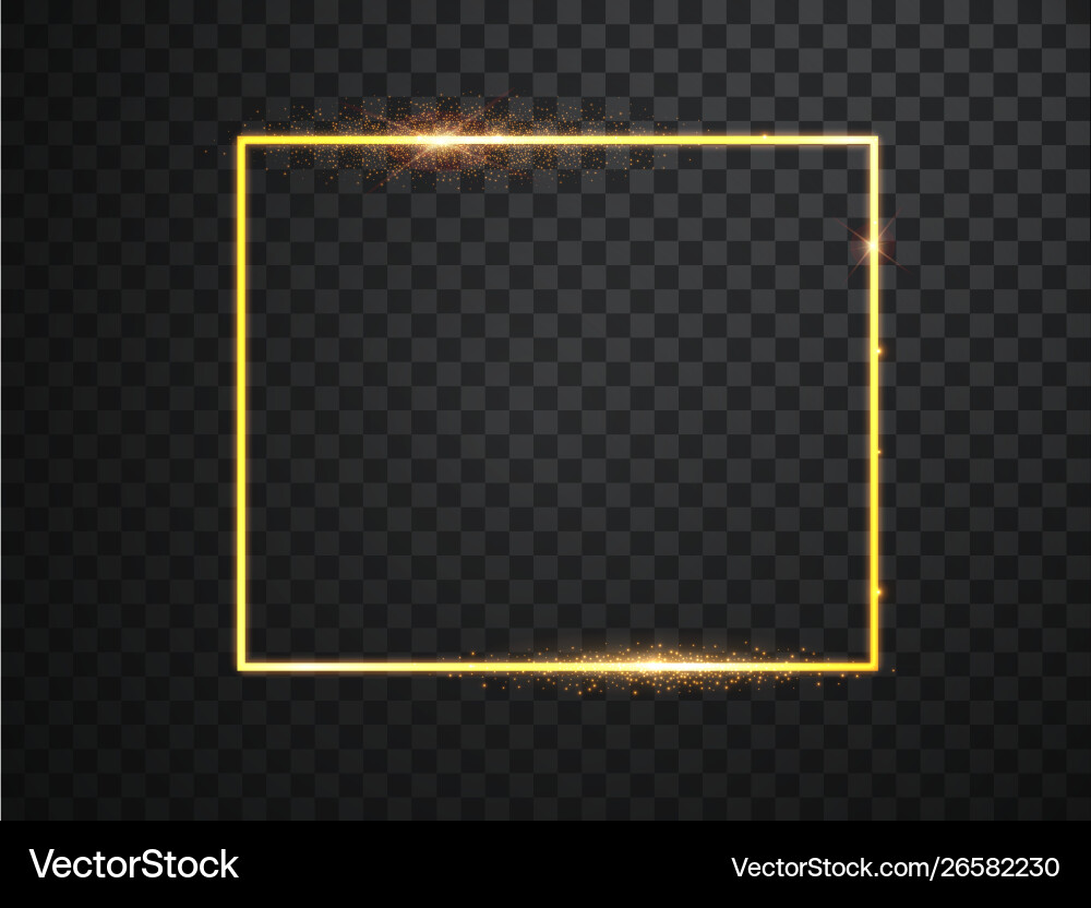 Golden frame with lights effects shining Vector Image