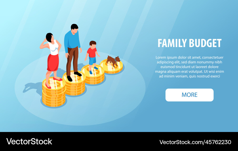 Isometric family budget composition Royalty Free Vector