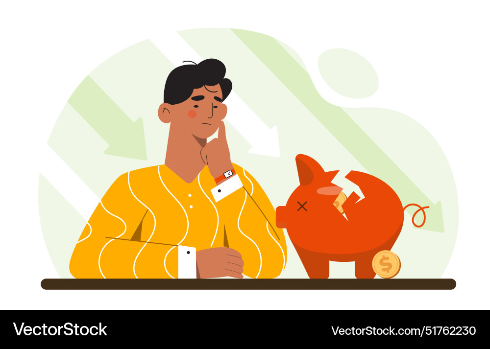 Man with economical problems Royalty Free Vector Image