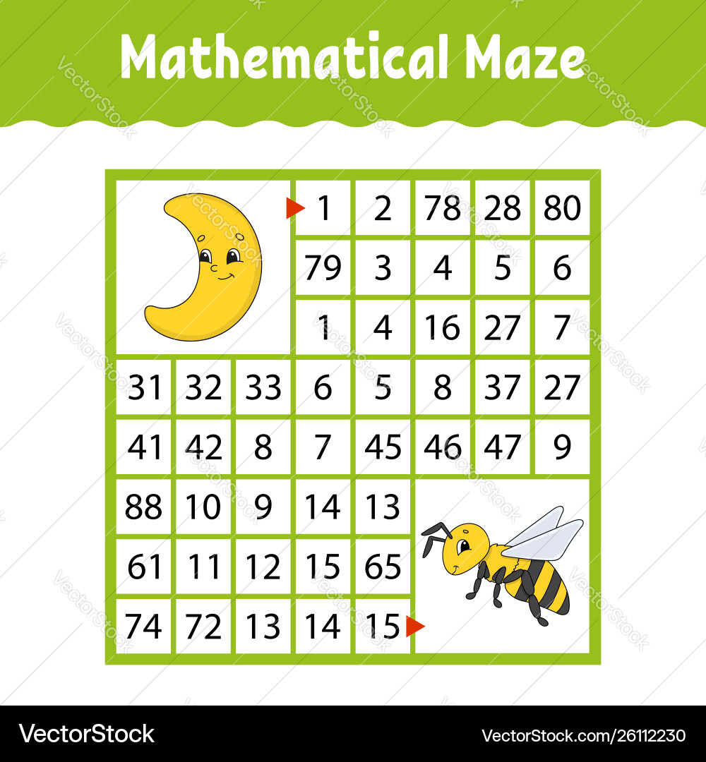 Mathematical colored square maze education Vector Image
