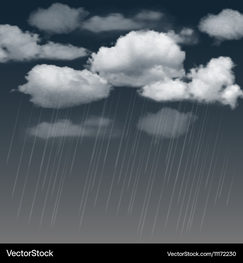 Rainclouds and rain in the dark sky Royalty Free Vector