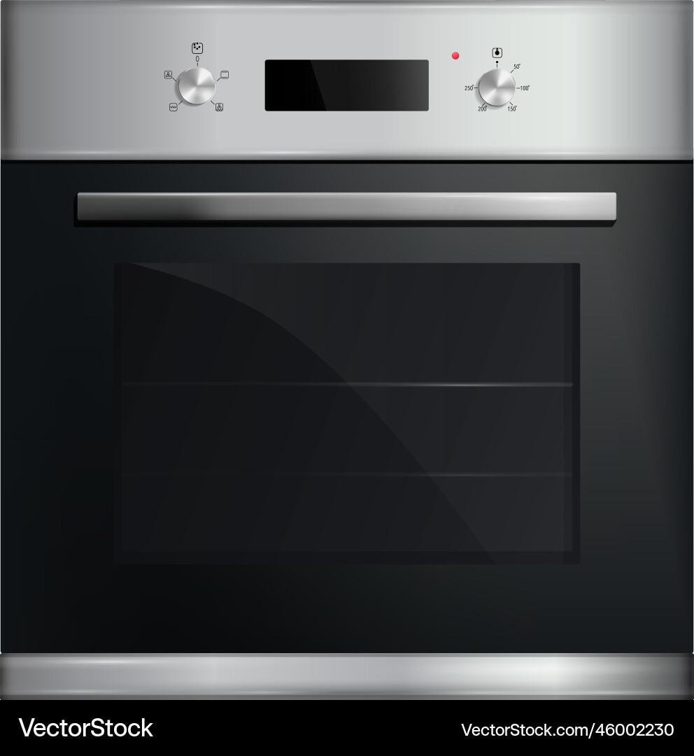 Realistic kitchen oven composition Royalty Free Vector Image