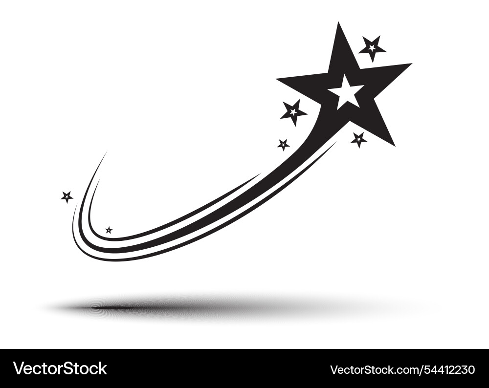 Shooting star silhouette design with trailing Vector Image