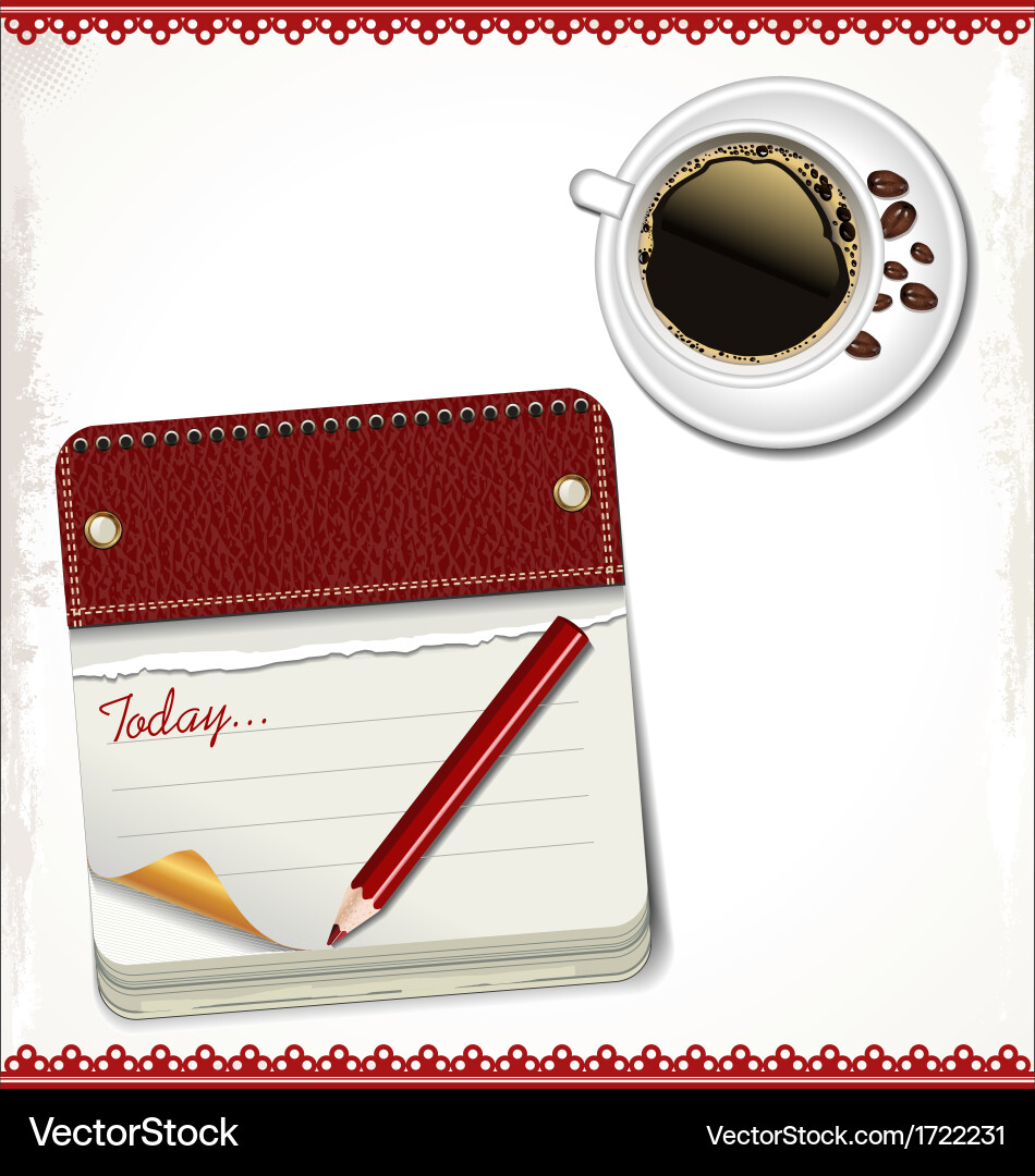 Calendar and cup of coffee Royalty Free Vector Image