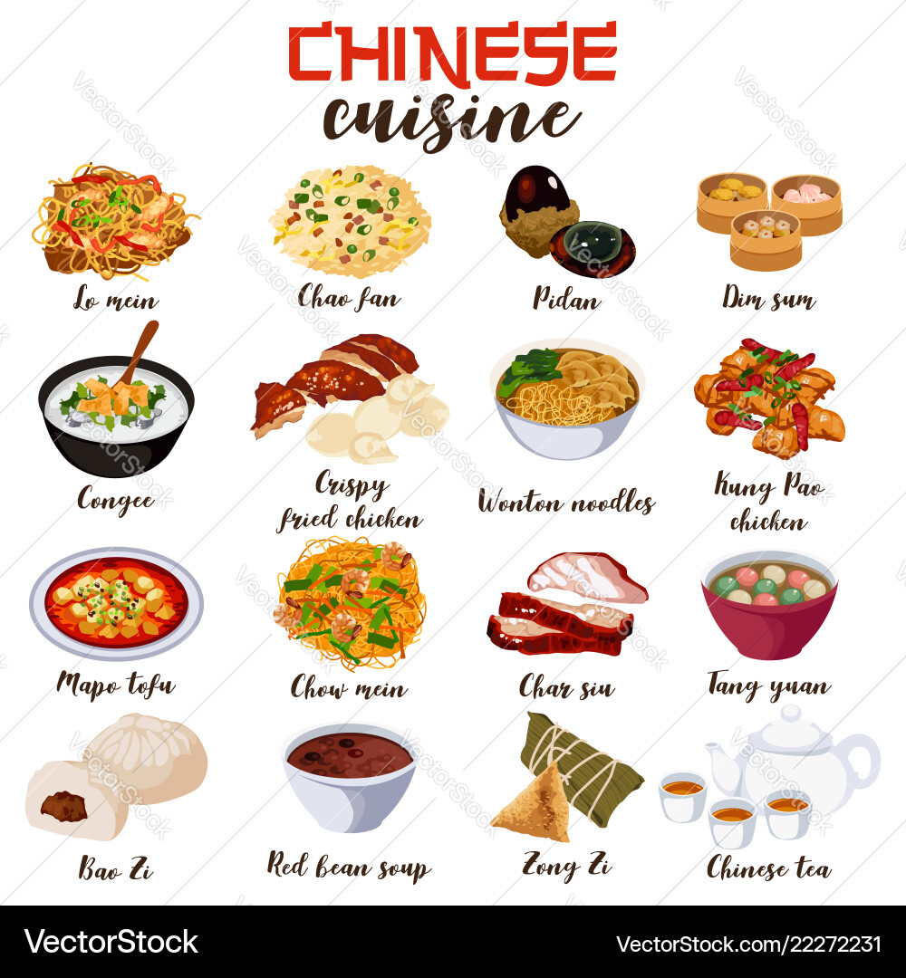 Chinese food cuisine Royalty Free Vector Image