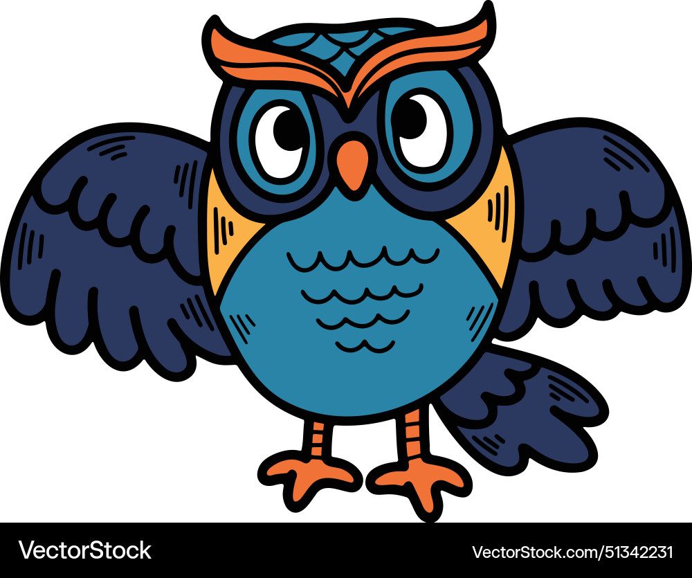 Hand drawn owl in line style Royalty Free Vector Image