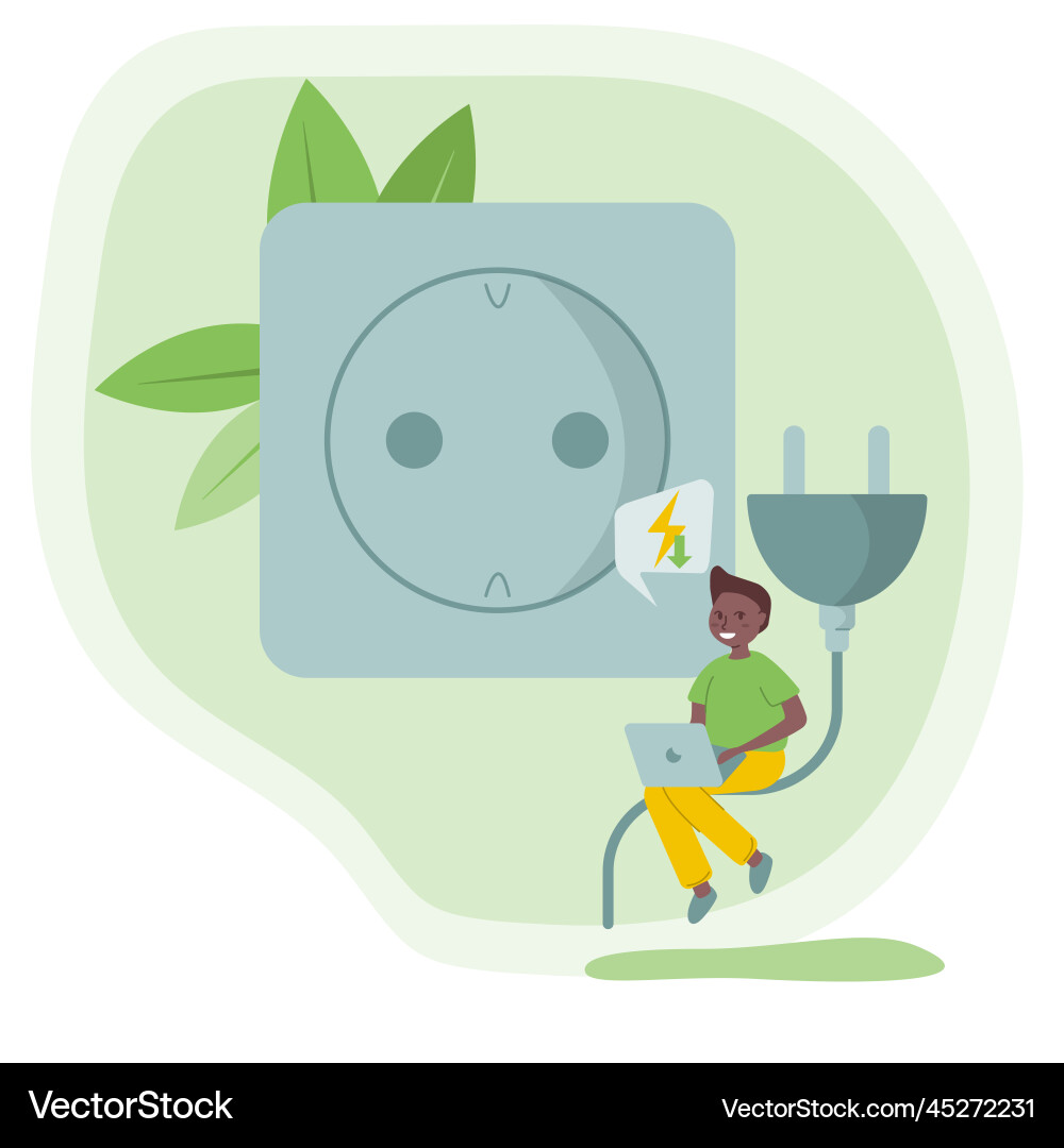 Home Energy Saving - People Unplugging Royalty Free Vector
