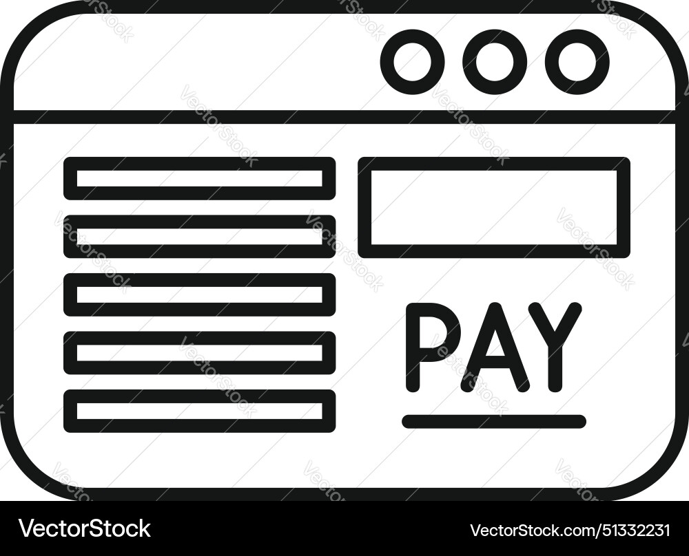 Online payment interface line icon Royalty Free Vector Image