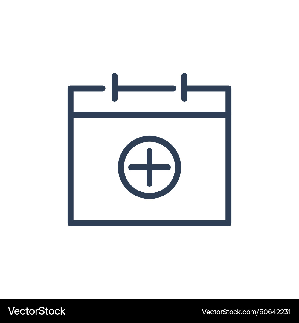 Plus icon inside calendar sign Royalty Free Vector Image