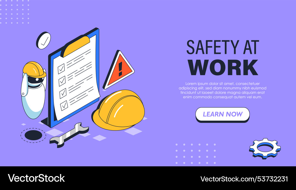 Safety at work isometric poster construction Vector Image