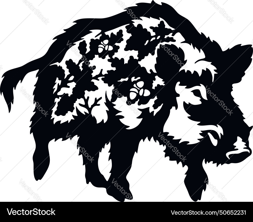 Wild boar - wildlife scene stencil Royalty Free Vector Image