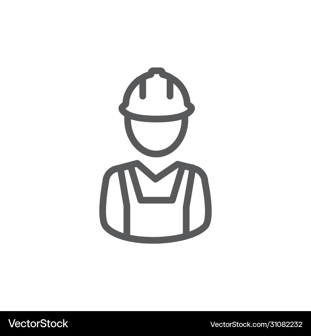 Construction Worker Line Icon Royalty Free Vector Image