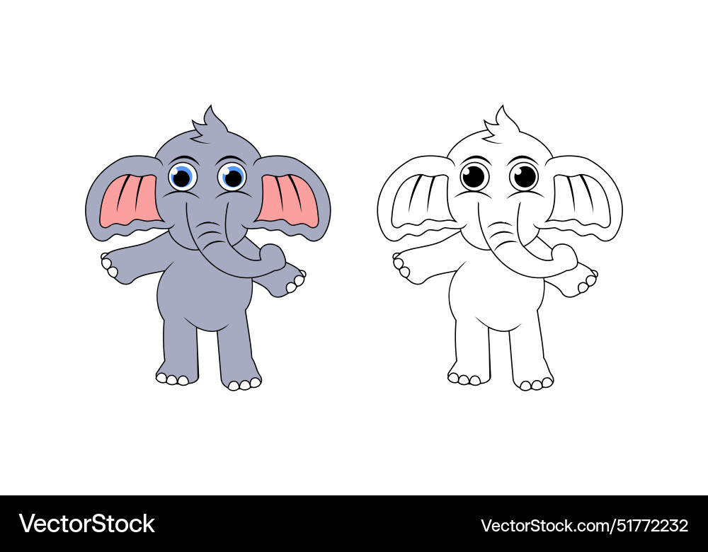 Elephant cartoon character design Royalty Free Vector Image