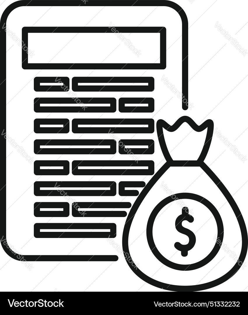 Financial document and money bag icon Royalty Free Vector