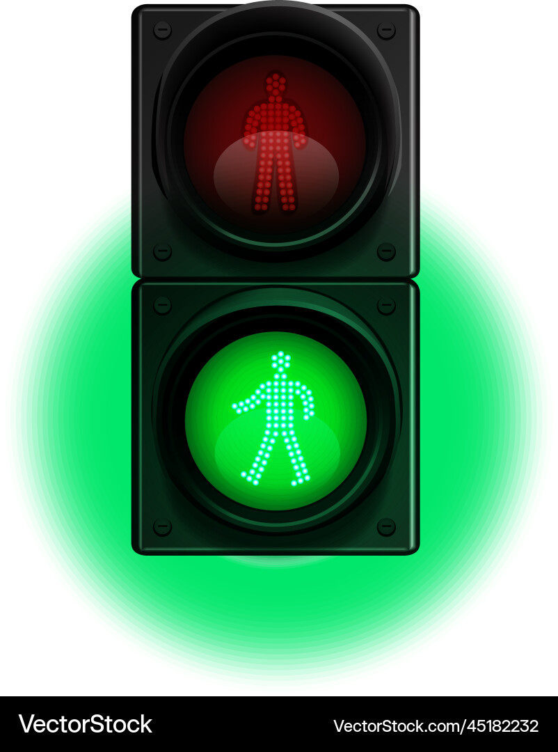 Green pedestrian light composition Royalty Free Vector Image