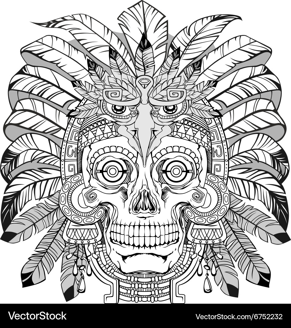 Skull of native american Royalty Free Vector Image