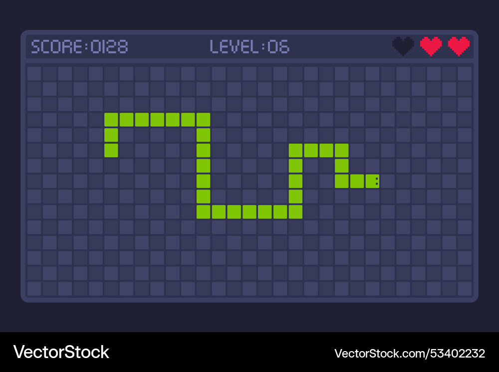 Snake game digital snakes mobile app pixel gaming Vector Image