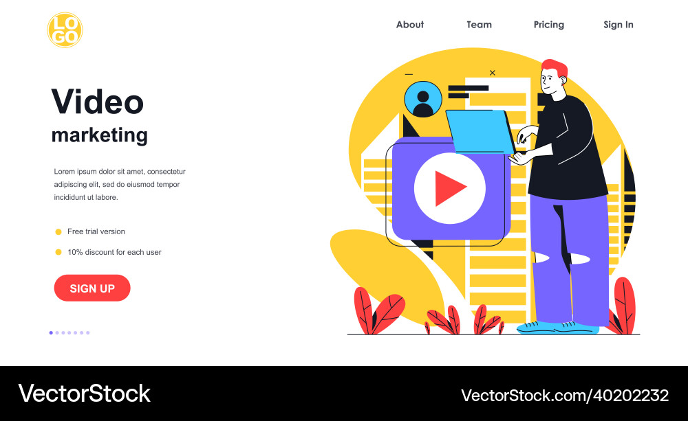 Video marketing web banner concept Royalty Free Vector Image