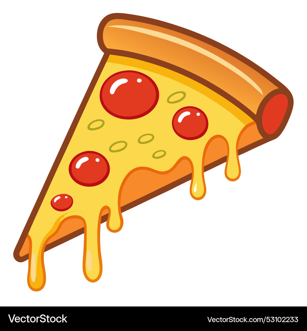 A slice of pizza with crispy crust melted Vector Image